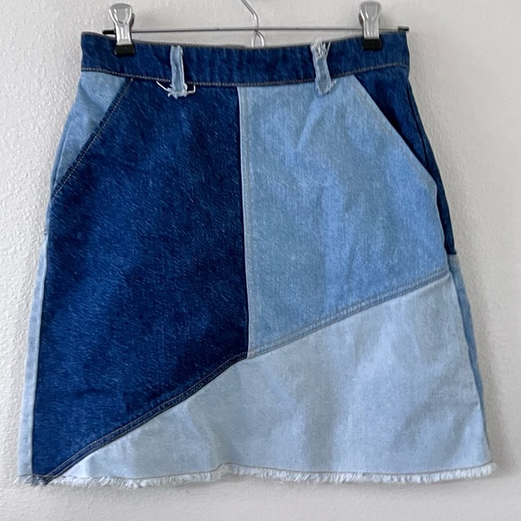 Zara | Skirts | Zara Colorblock Denim Skirt | Poshmark